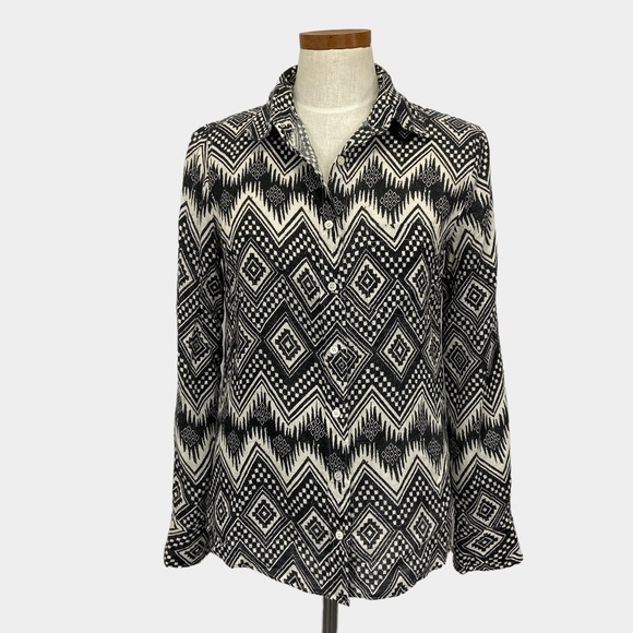 J. Crew | Tops | J Crew Boy Fit Tribal Zigzag Linen Shirt | Poshmark